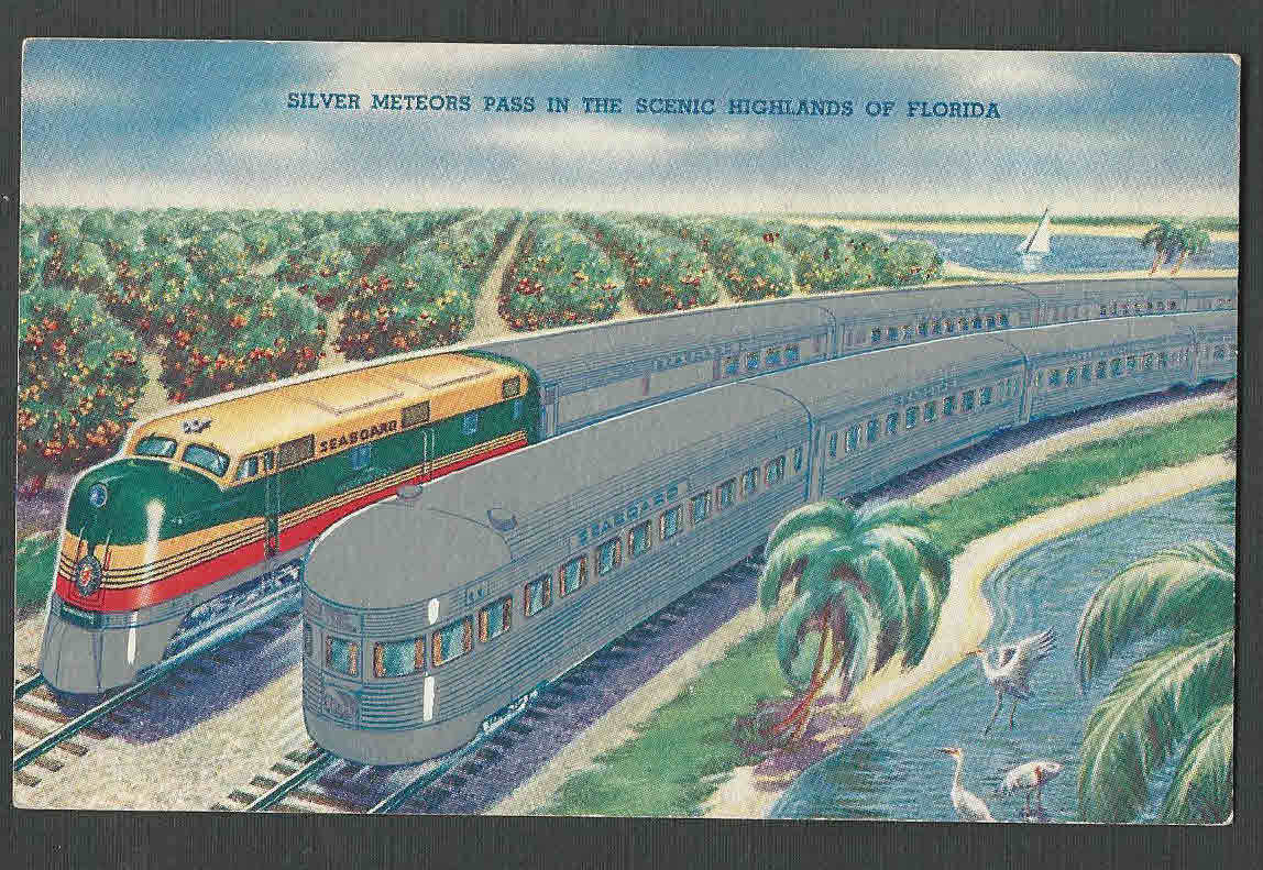 Ca 1936 Ppc* Trains Seaboard Railways Silver Meteors Pass in the Scenic ...