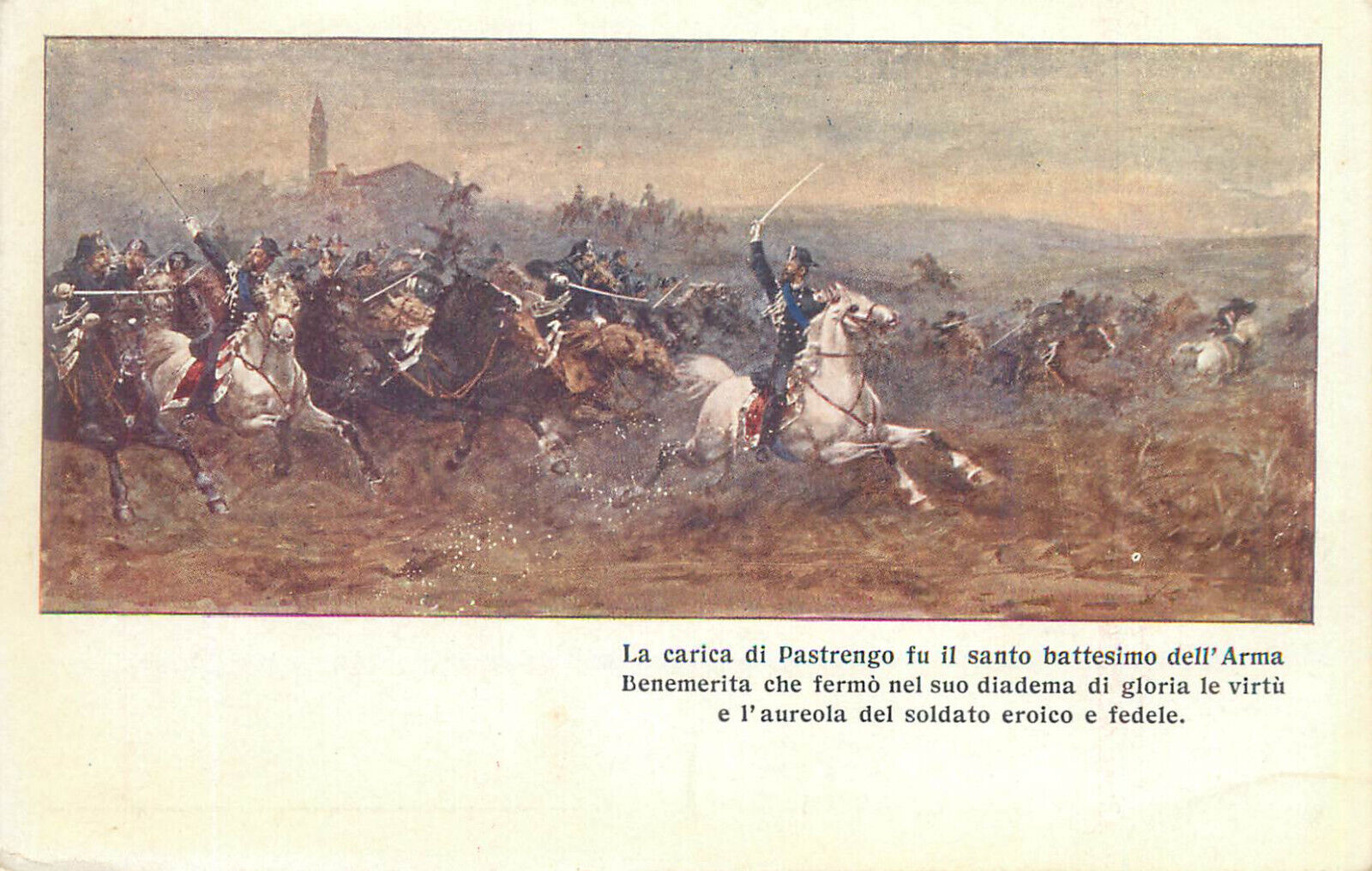 The charge of Patrengo Italian heroic cavalry regimental Italy ...
