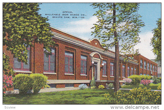 BEAVER DAM, Wisconsin, 1930-1940's; Office, Malleable Iron Range Co ...