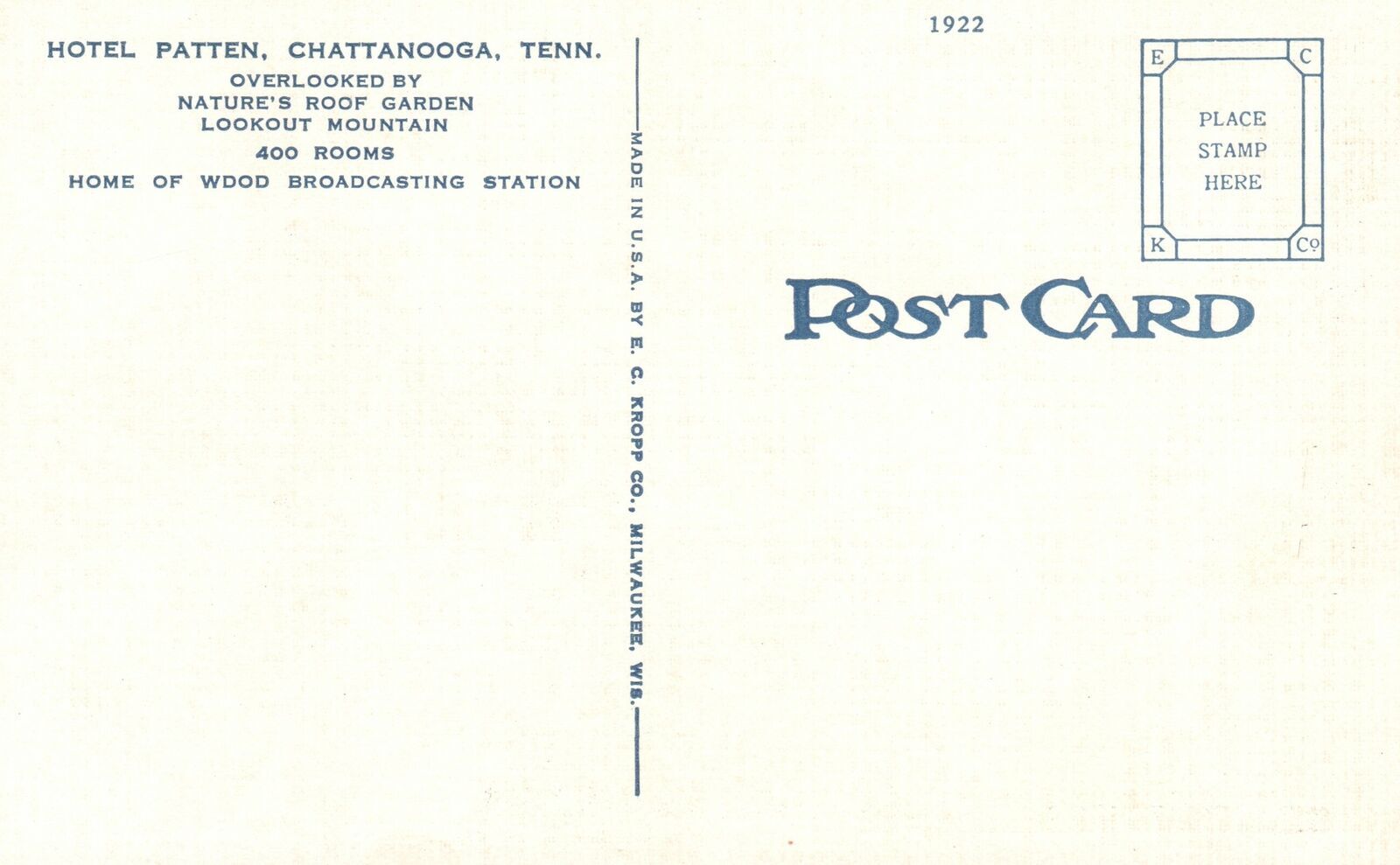 Vintage Postcard 1920s Hotel Patten Building Chattanooga Tennessee ...