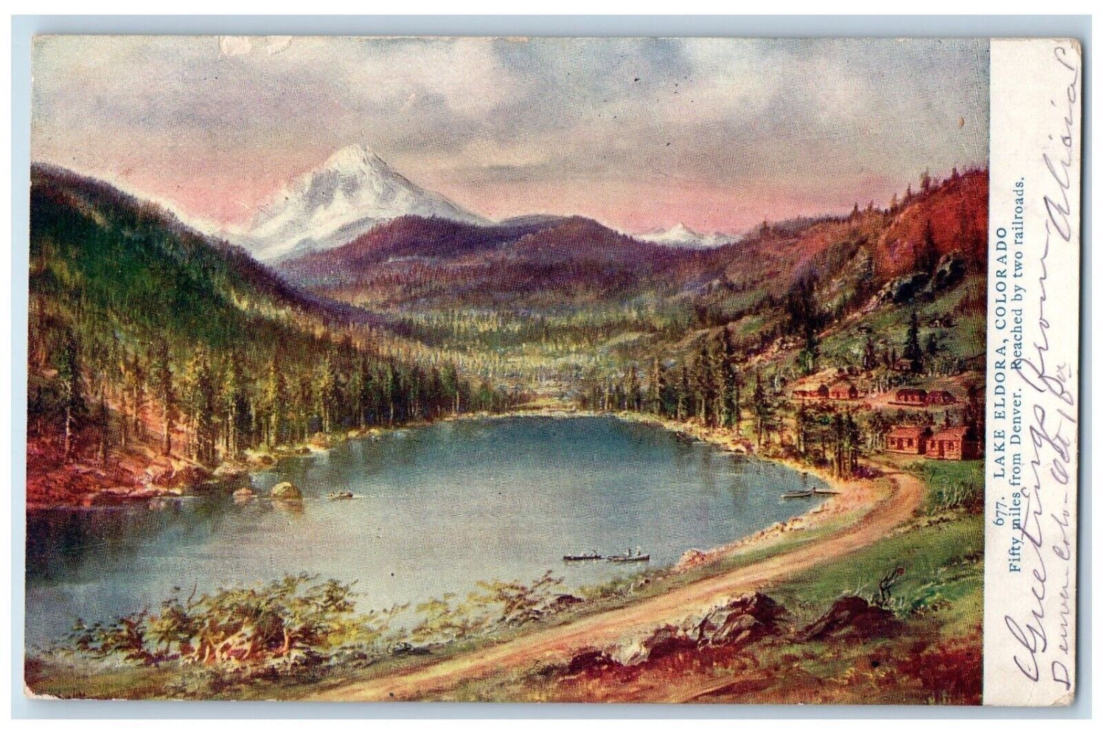 1906 Lake Eldora Mountain Trees Denver Colorado Vintage Antique Posted ...