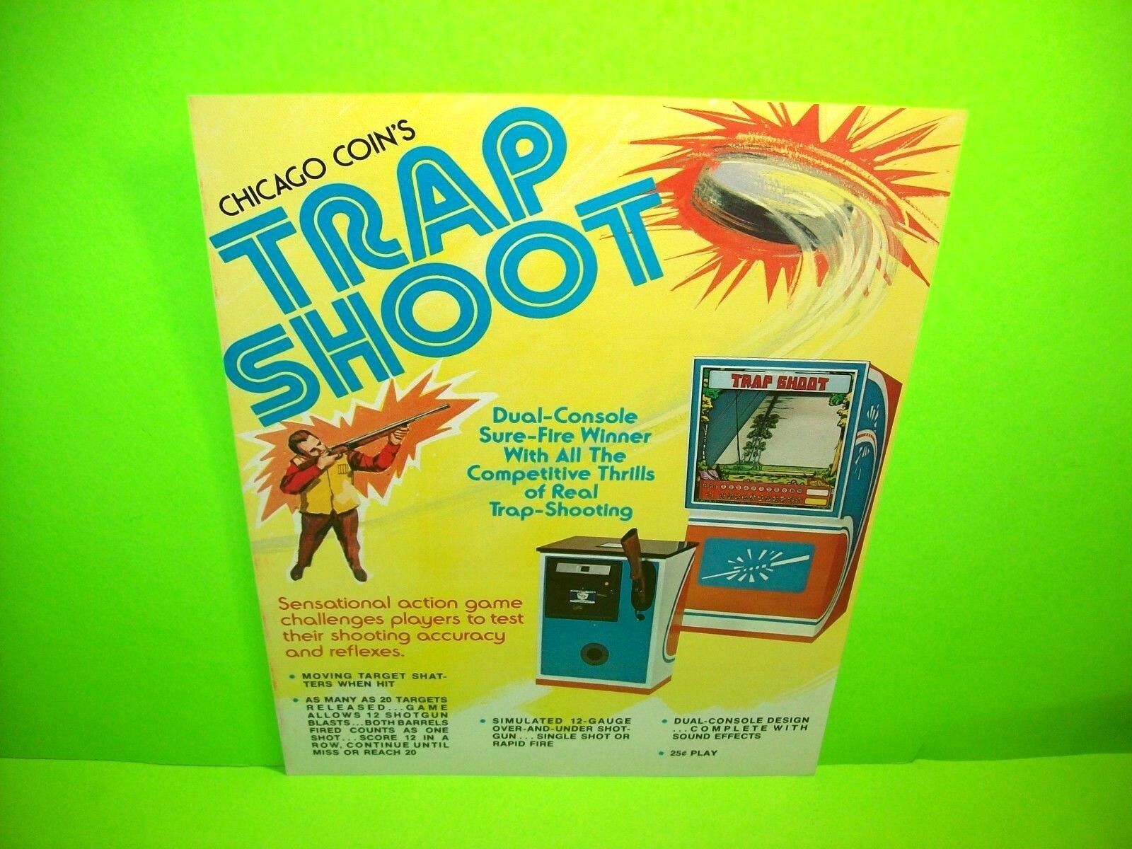Trap Shoot 1974 Original NOS Arcade Game Flyer Rifle Gun Shooter ...