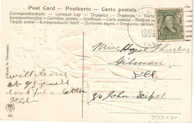 "Lady praying. Faith. Cross" Nice old vintage German postcard. embossed ...