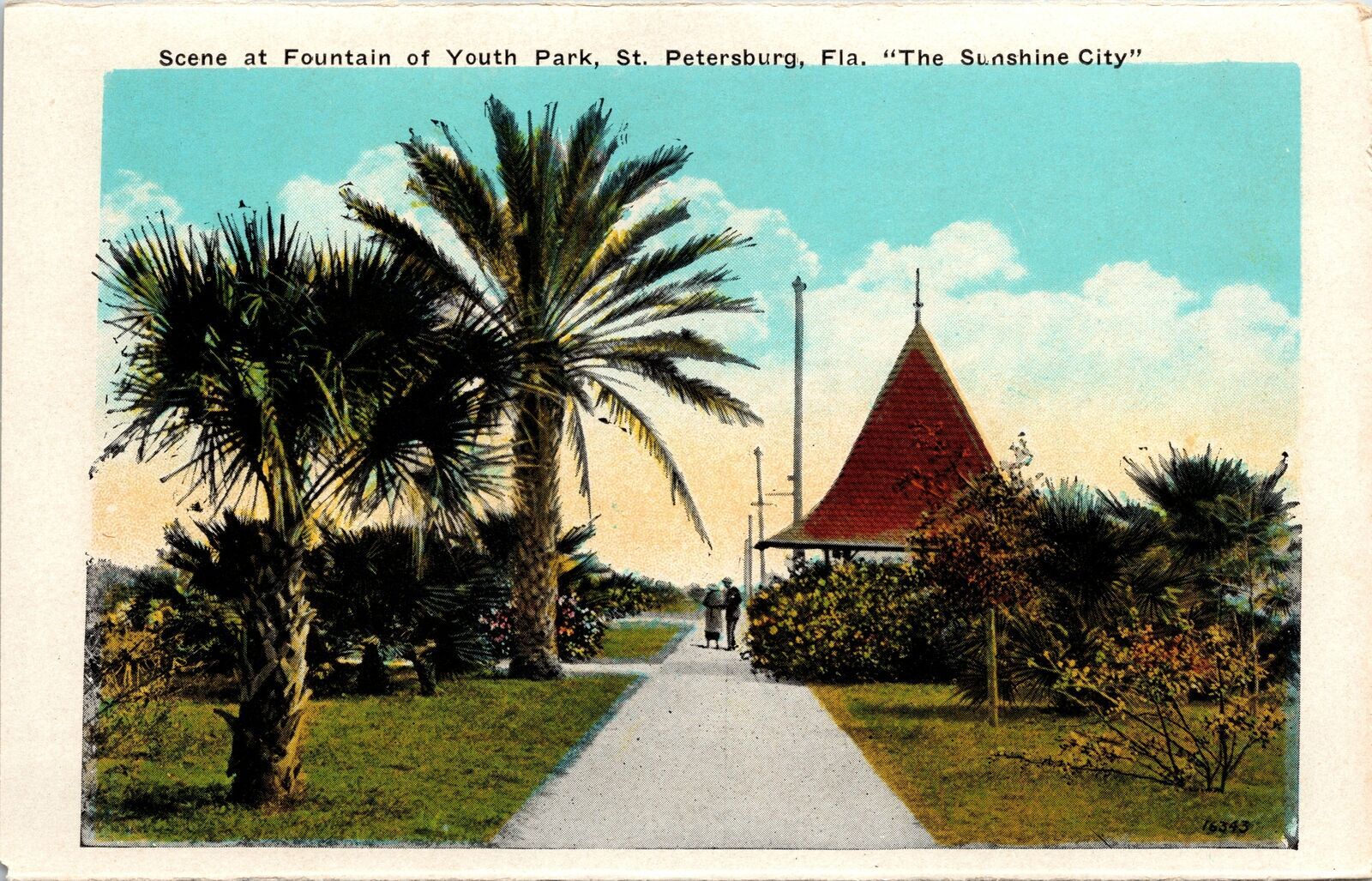 Vintage Continental Size Soft-Paper Picture Fountain of Youth Park ...