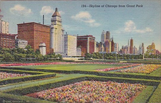 Illinois Chicago Skyline Of Chicago From Grant Park 1944 | United ...