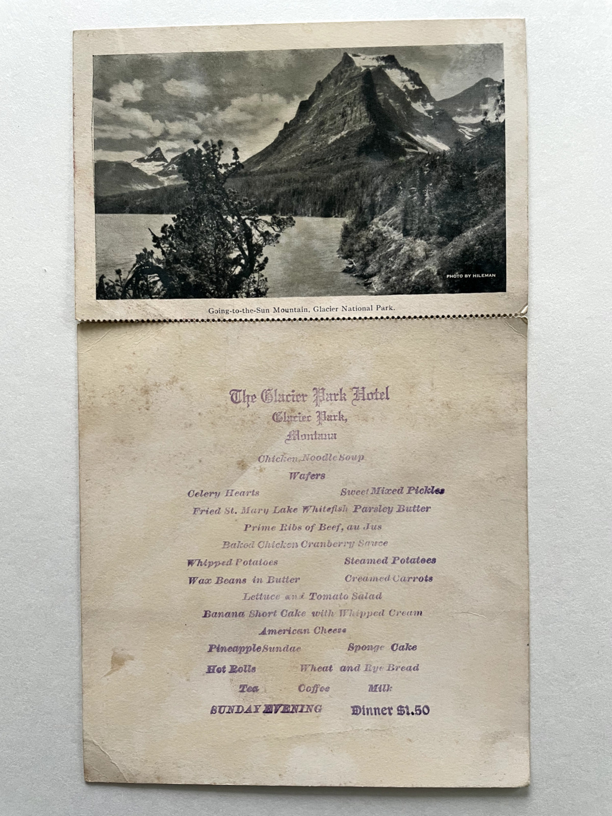 Vintage 1930s Glacier Park Motel Montana Lunch Menu | Ephemera - Menus ...