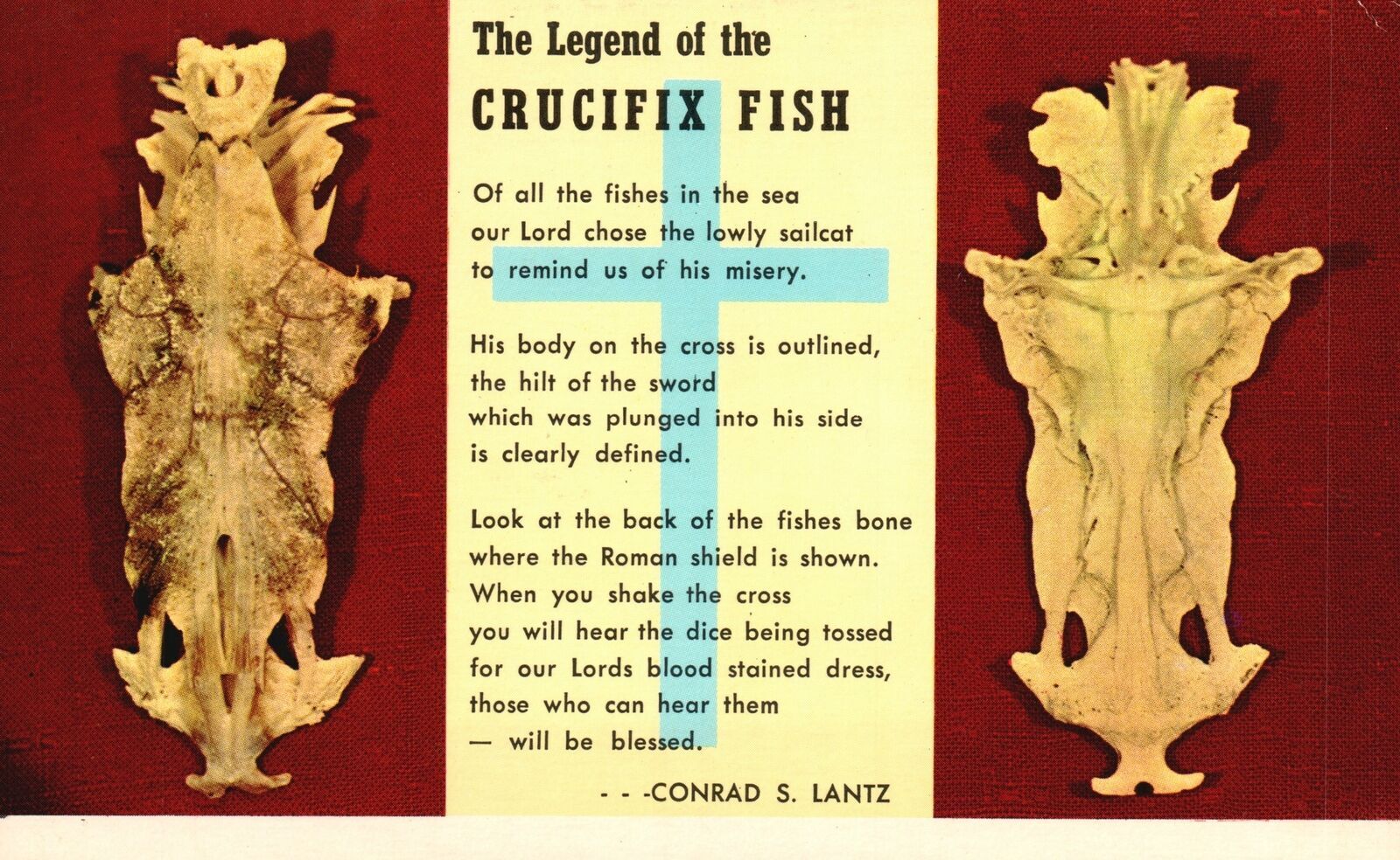 Vintage Postcard The Legend Of The Crucifix Fish A Poem By Conrad S ...