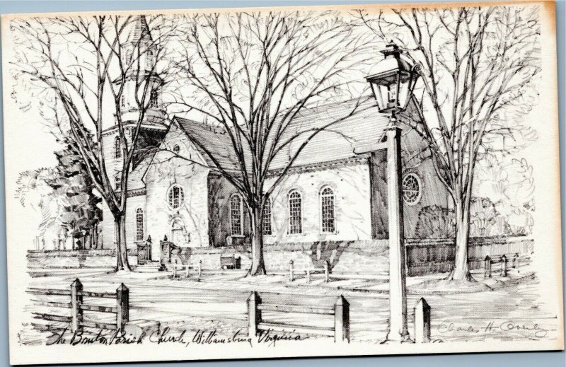 Colonial Williamsburg VA Charles Overly drawing Bruton Parish Church ...