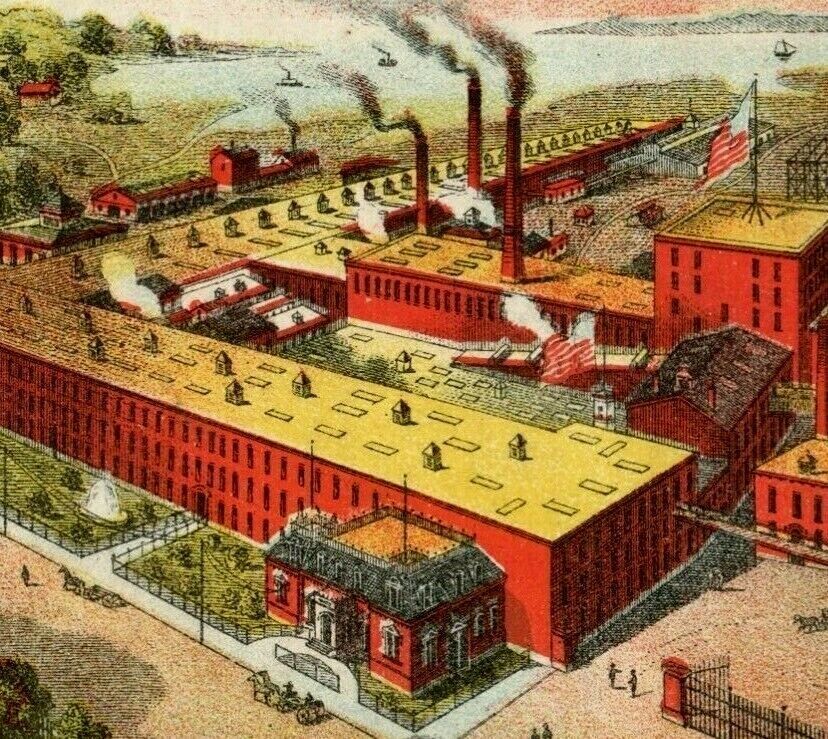 1870's Folder Card Duryea's Corn Starch Factory Scene Recipes Orange ...