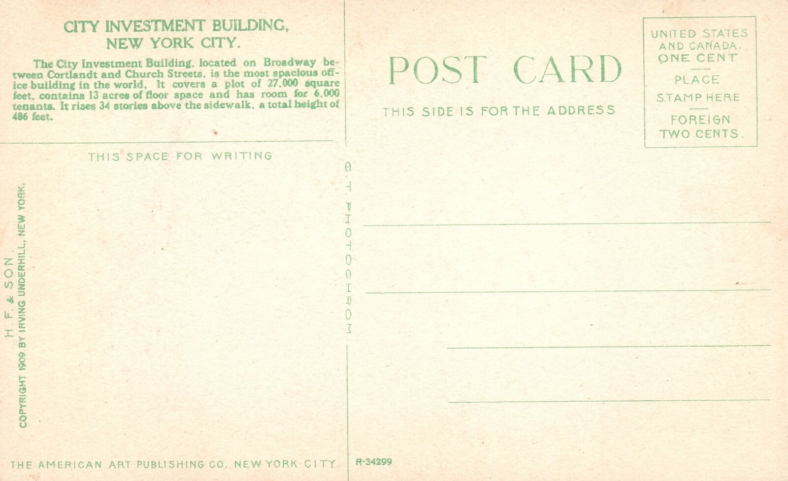 Vintage Postcard 1910's City Investment Building New York City N. Y ...