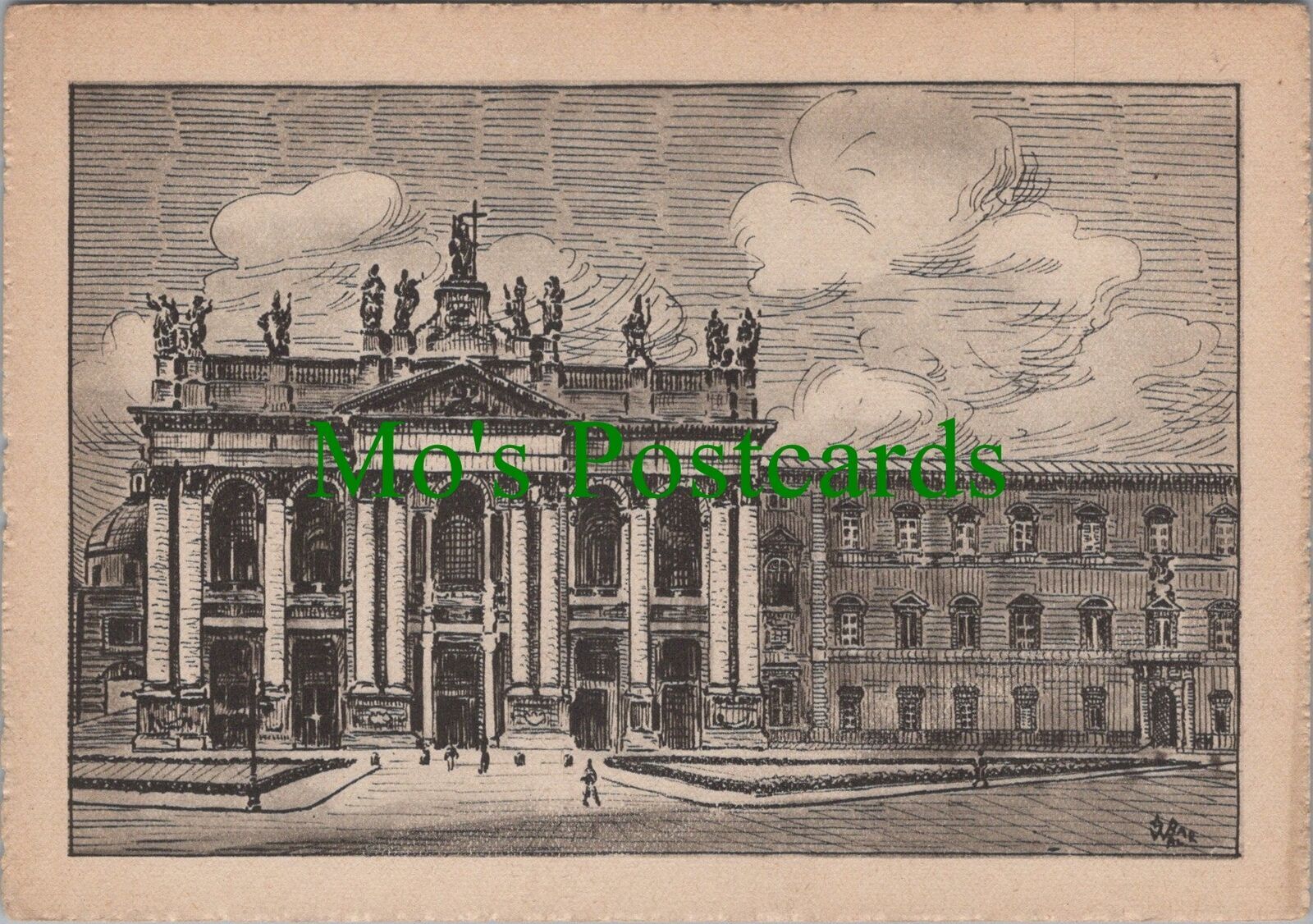 Italy Postcard - Rome / Roma -Basilica Di S.Giovanni - Pencil Sketch ...