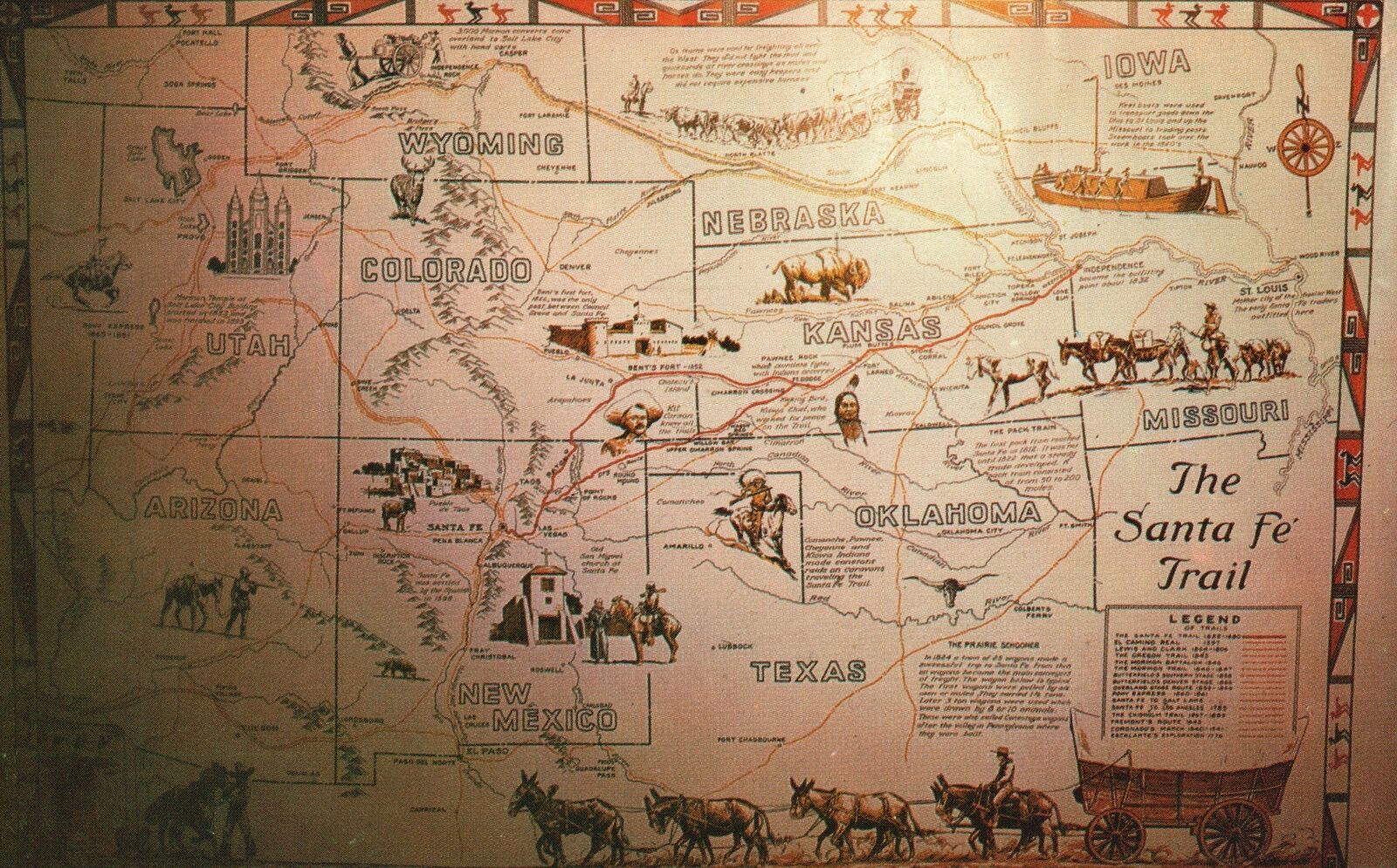 Vintage Postcard The Santa Fe Trail Legend New Routes Journey Across ...