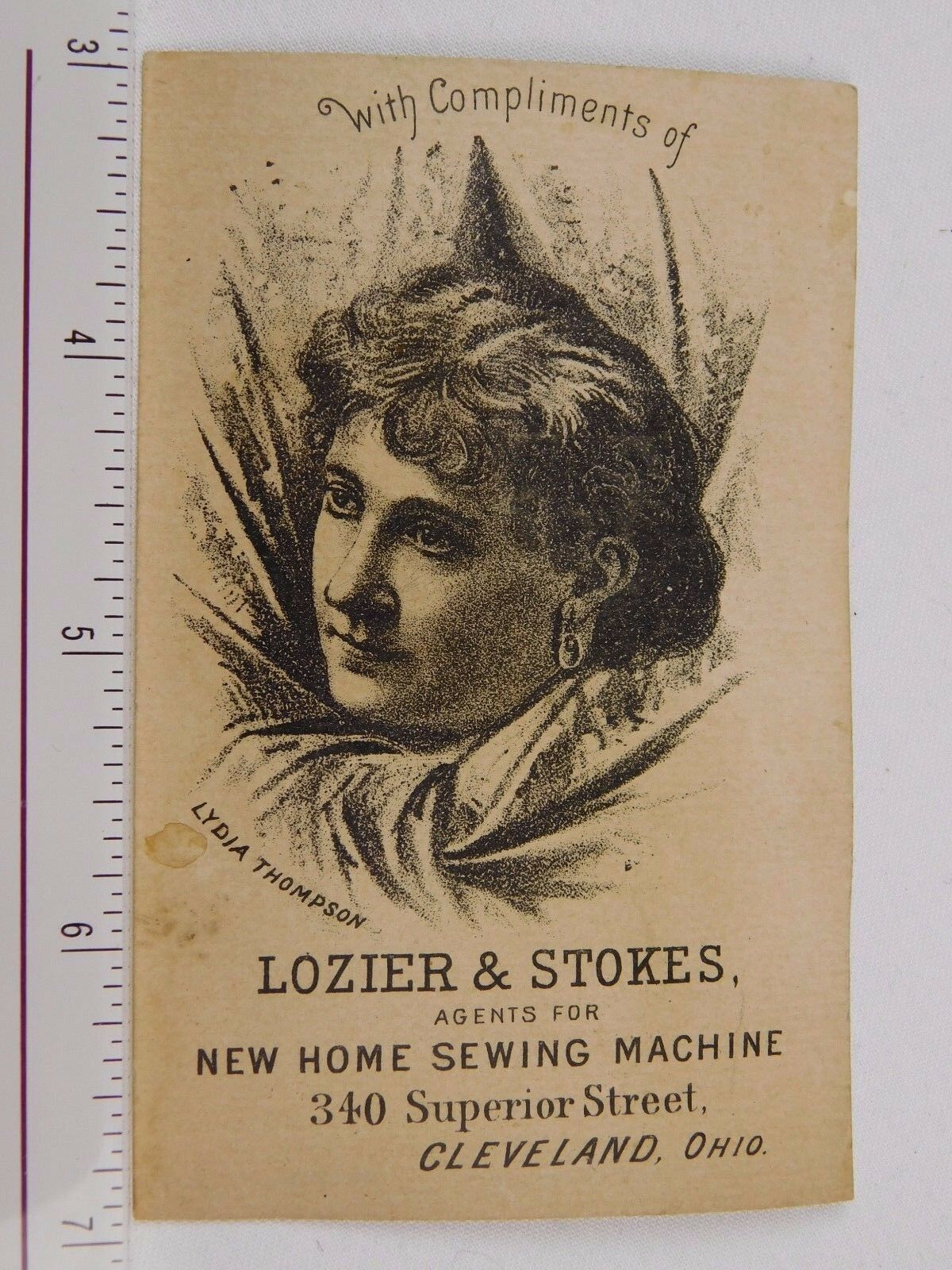 Lozier & Stokes New Home Sewing Machine Burlesque Star Lydia Thompson ...