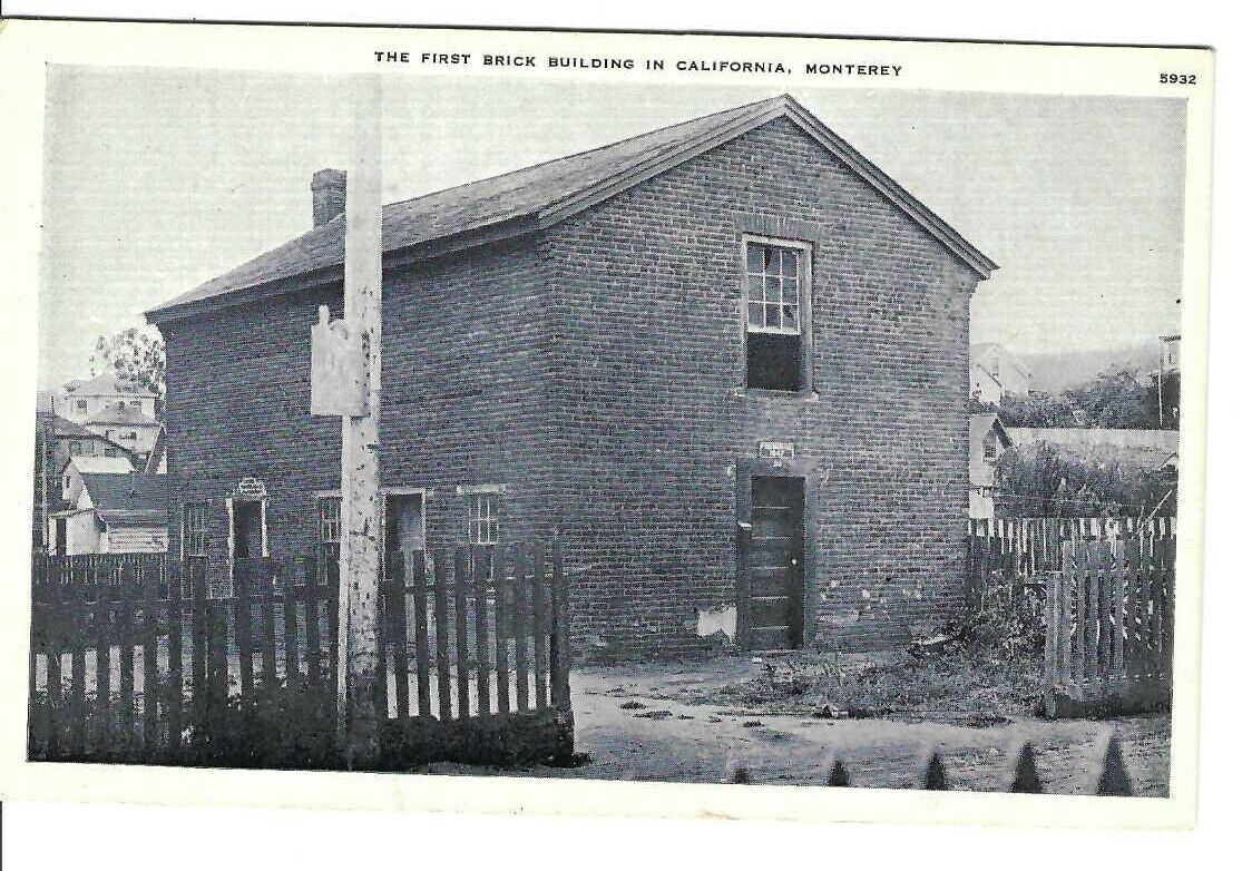 CA-475 CA, Monterey First Brick Building White Border Era Postcard ...