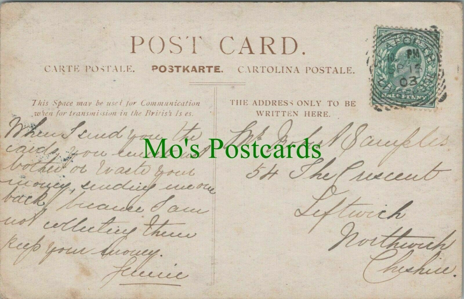 Genealogy Postcard -Samples? -54 The Crescent,Leftwich,Northwich ...