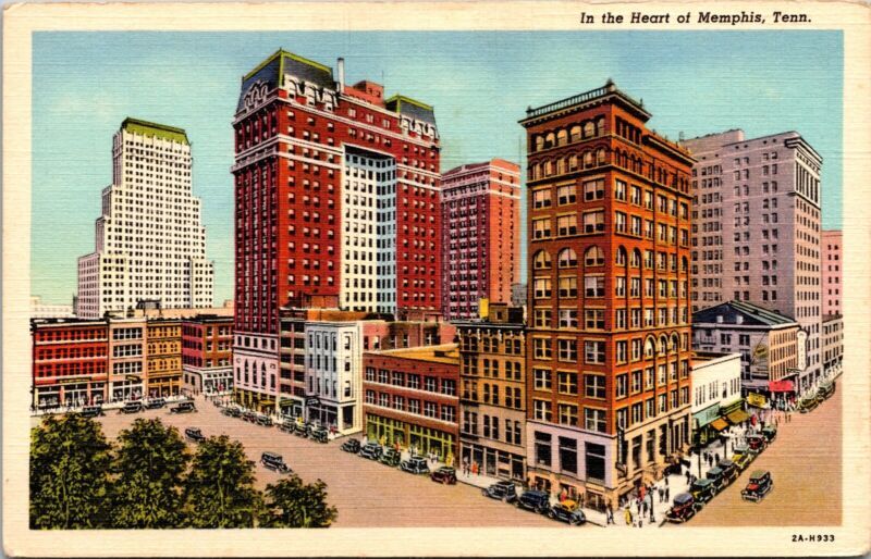 Memphis Tennessee Scenic Downtown City Skyline Buildings Linen Postcard ...