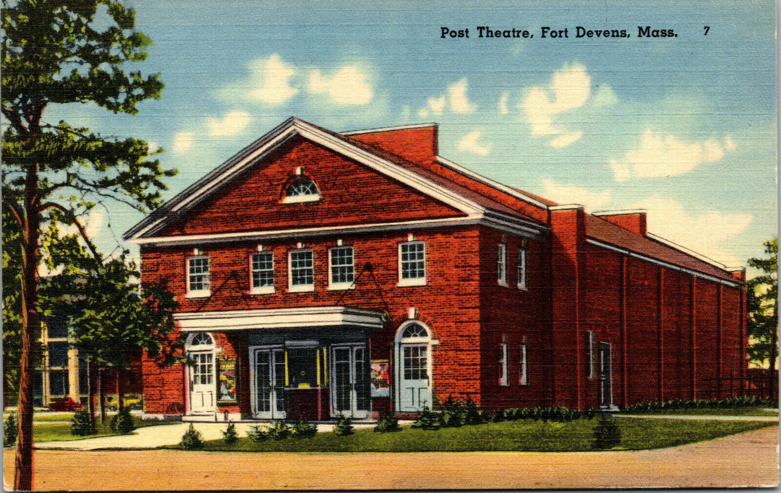 Vtg 1940s Post Theatre Fort Devens Massachusetts MA WW2 Era Postcard ...