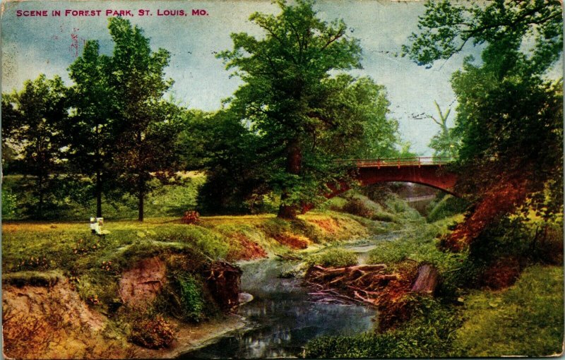 Bridge Scene In Forest Park St Louis Missouri MO 1910 DB Postcard ...