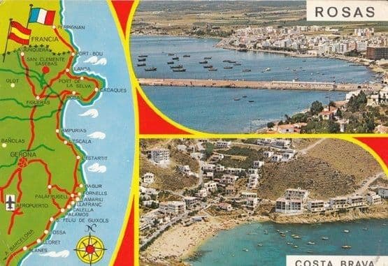 Rosas Costa Brava Spanish Map Postcard | Europe - Spain - Other ...