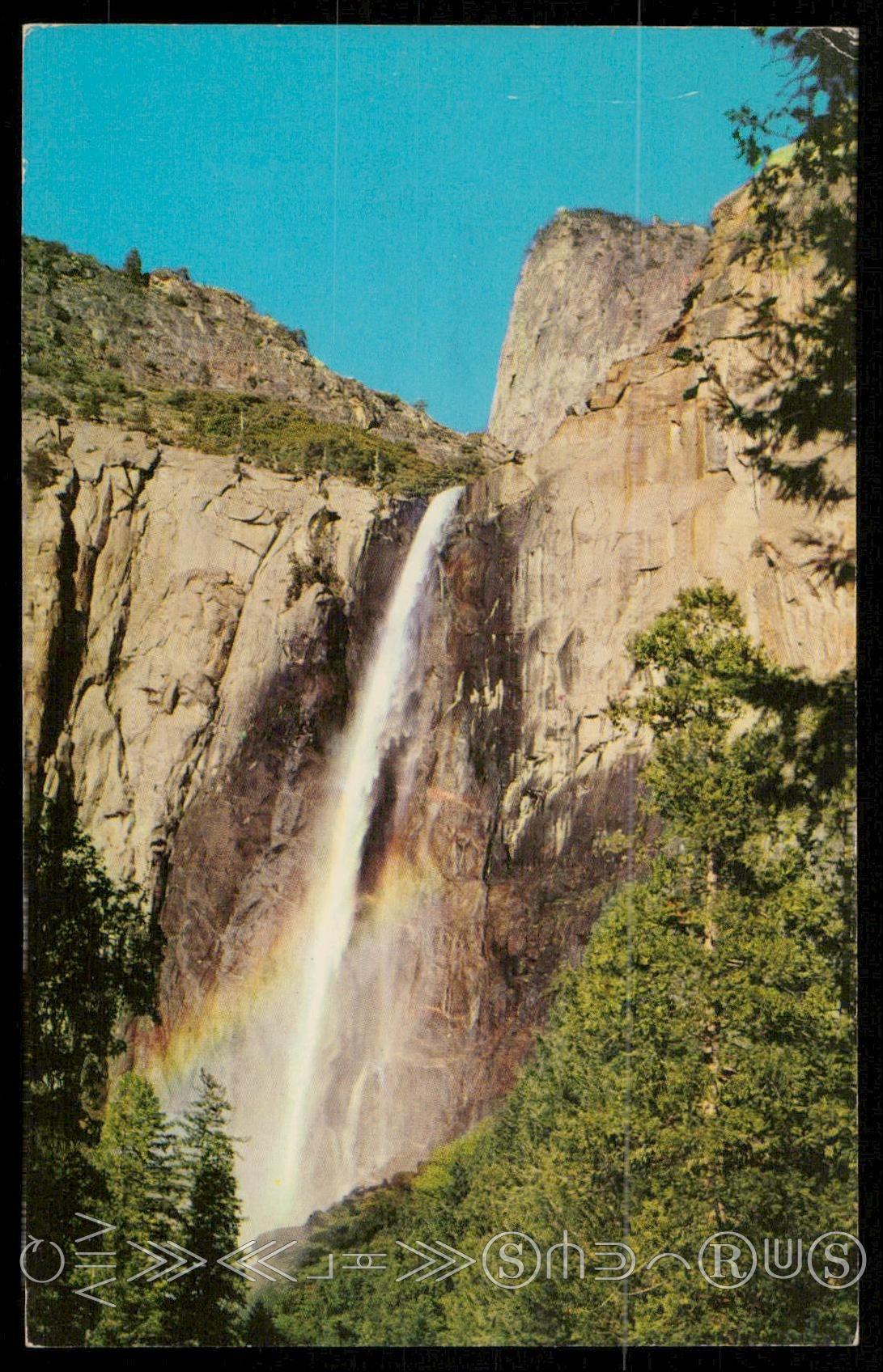 Postcards Yosemite National Park Bridal Veil Fall and Rainbow ...