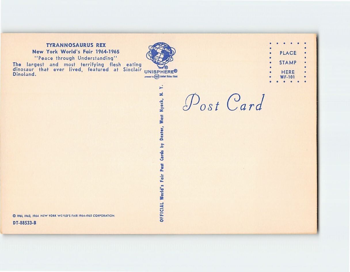 Postcard Tyrannosaurus Rex, New York World's Fair, Queens, New York ...