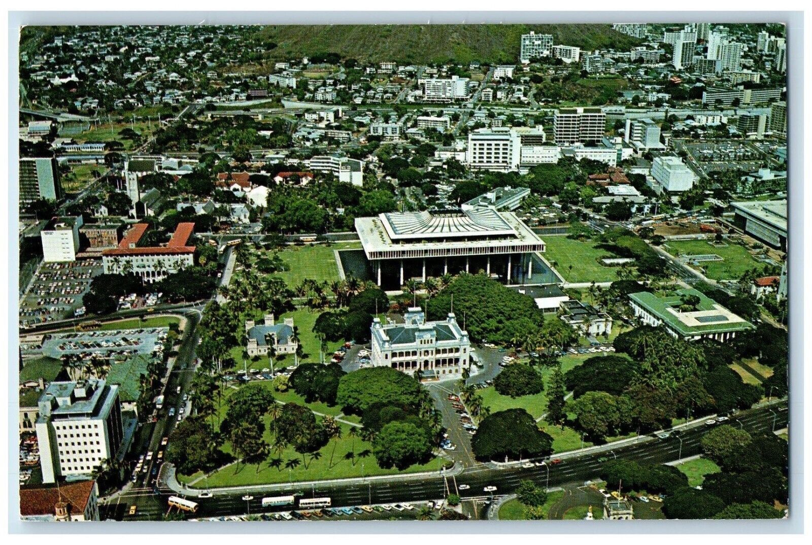 c1960 Birds Eye View Palace Square Downtown Honolulu Hawaii HI Vintage ...