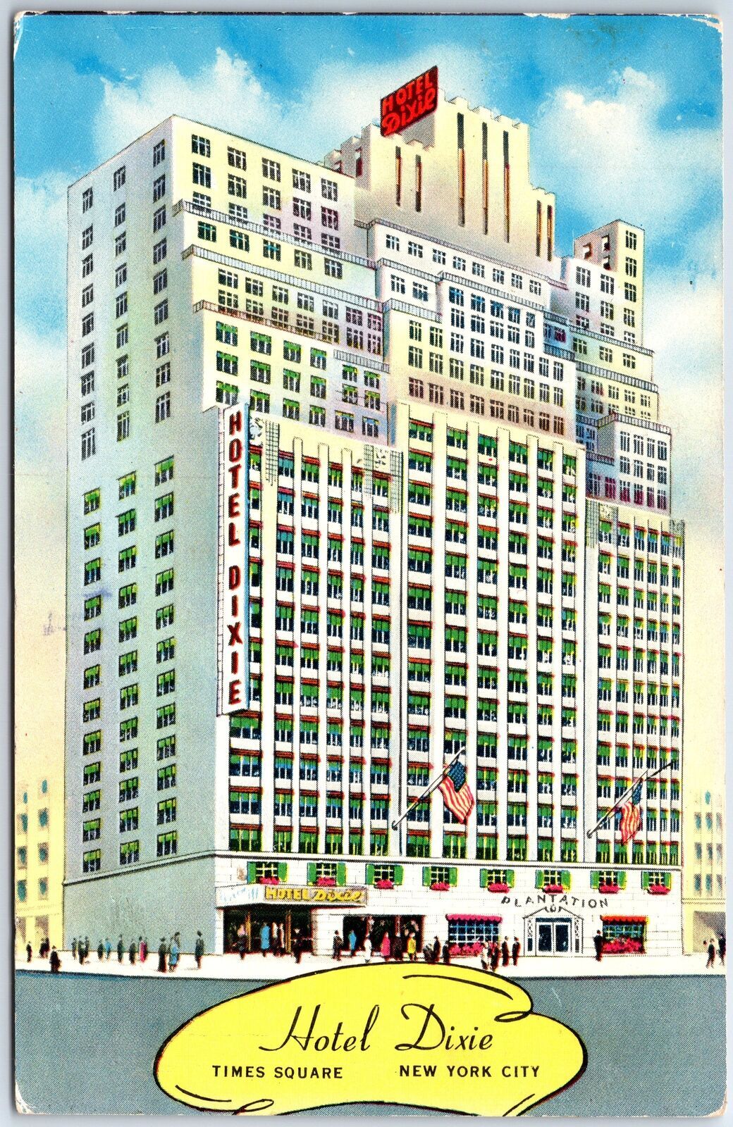 Vintage Postcard Hotel Dixie Rack Advertising Card Times Square N.Y.C ...