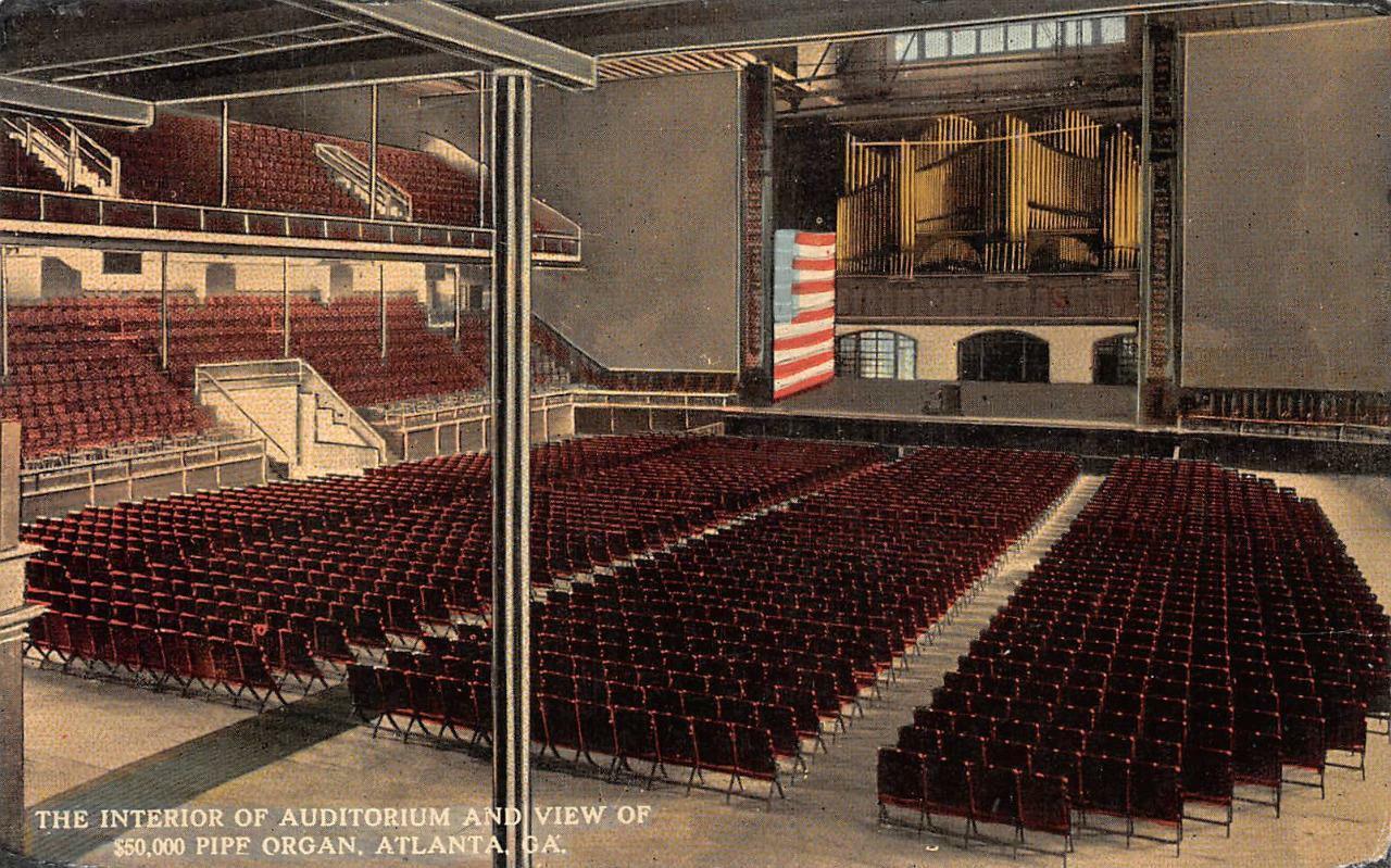 Auditorium Internal View Pipe Organ Flag Atlanta Georgia Postcard (C ...