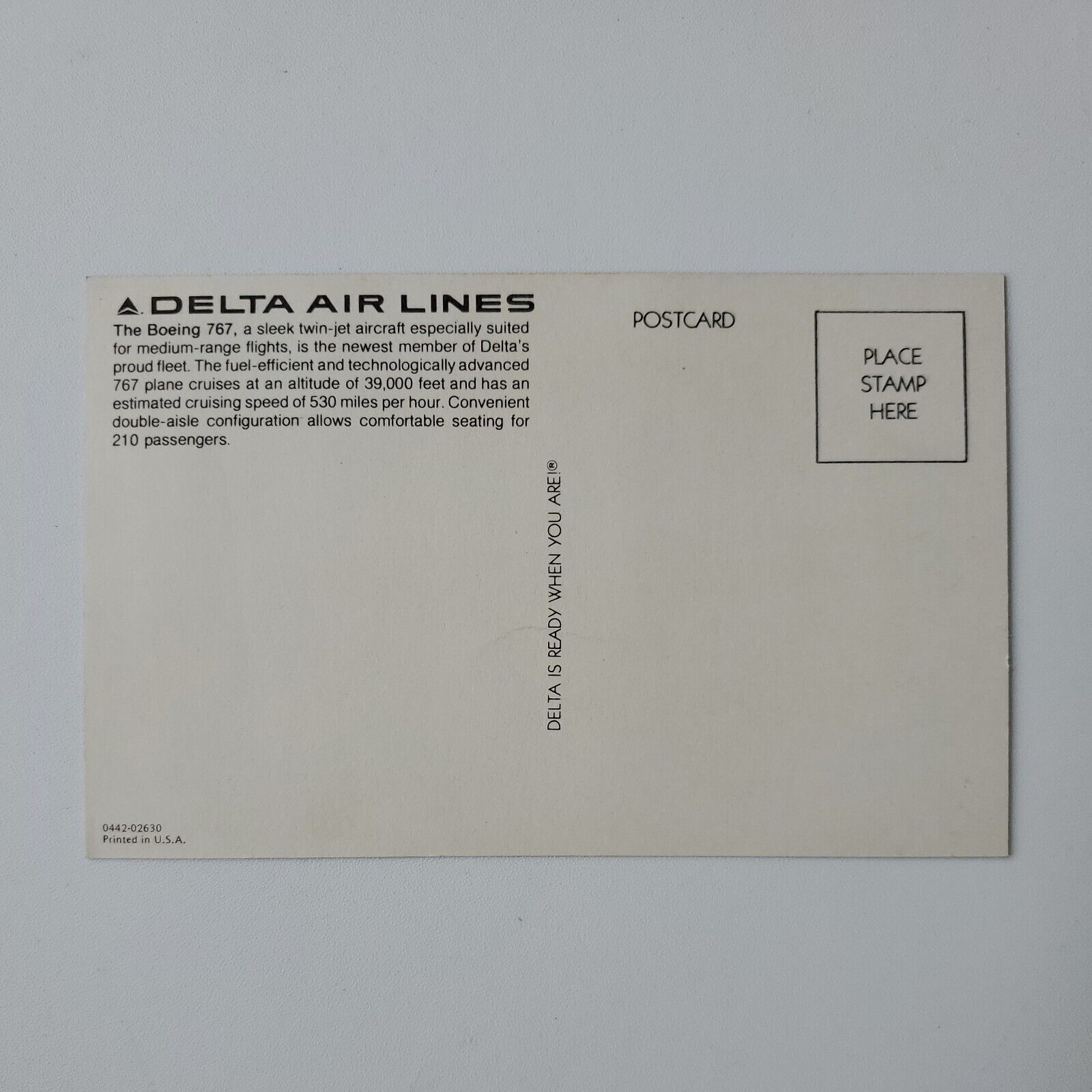 Airplane Boeing 767 Jet Delta Airlines Advertising Postcard | Ephemera ...