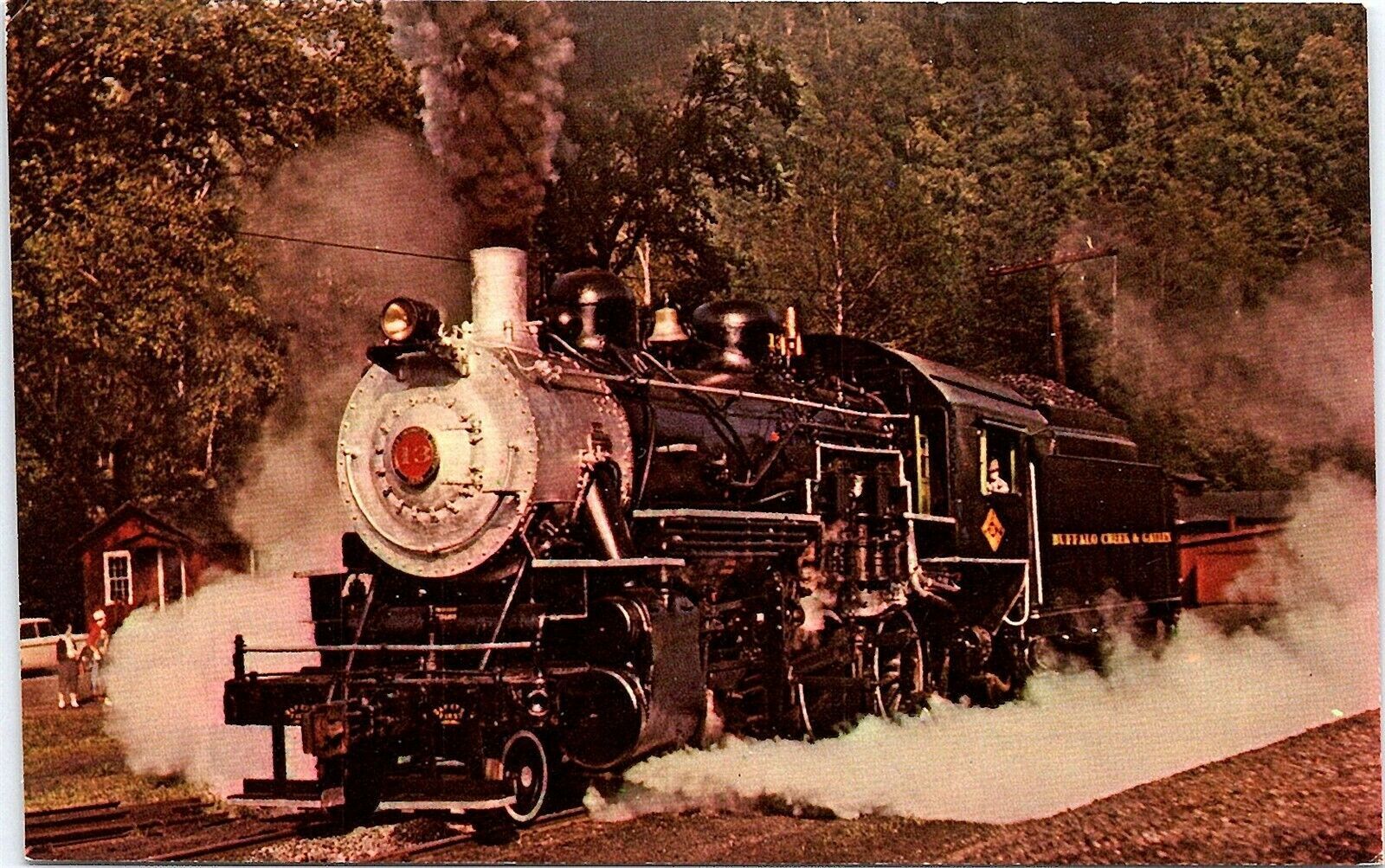 Postcard~Buffalo Creek & Gauley Railroad~Steam Locomotive~Dundon, WV ...