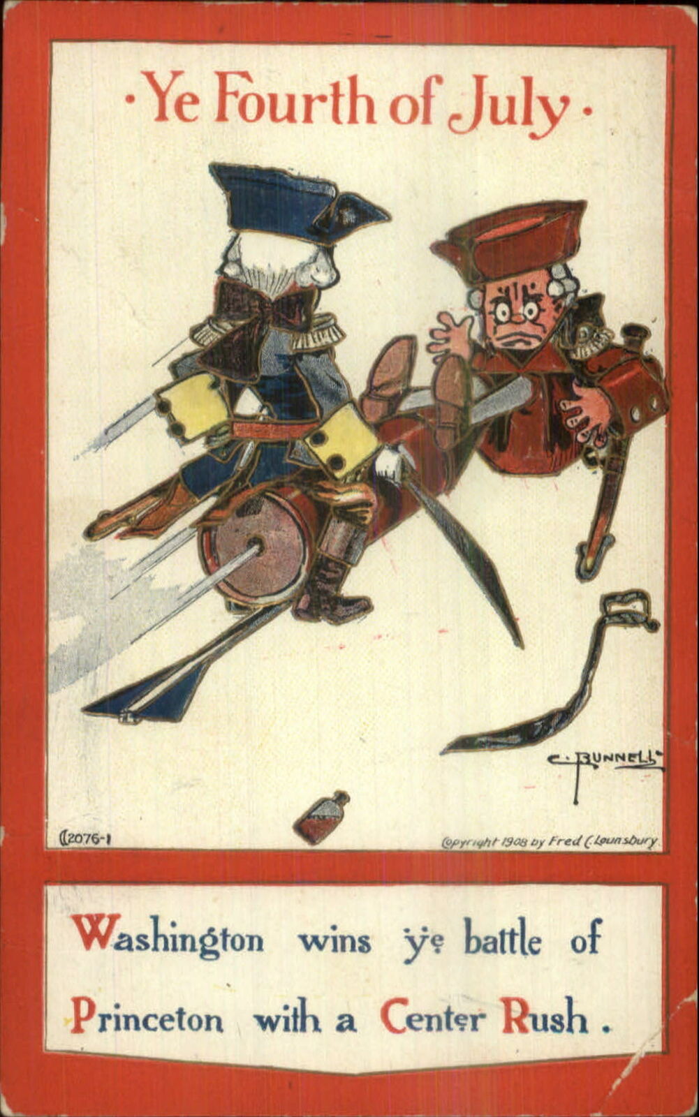 4th cuatro de julio Washington batalla de Princeton Bunnell Postal ...