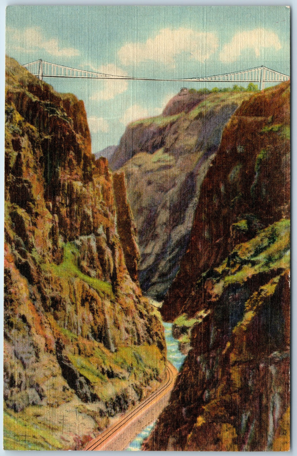 1934 Canon City, CO Royal Gorge Suspension Bridge Linen Teich PC UNP PC ...