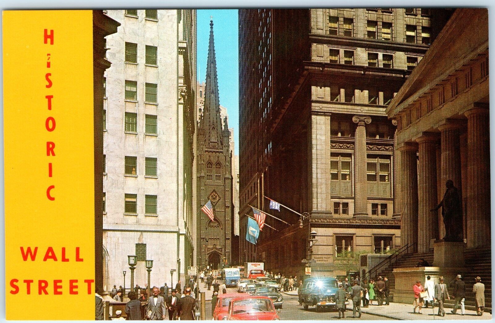 c1960s New York City, NY Historic Wall Street Greetings Downtown Chrome ...
