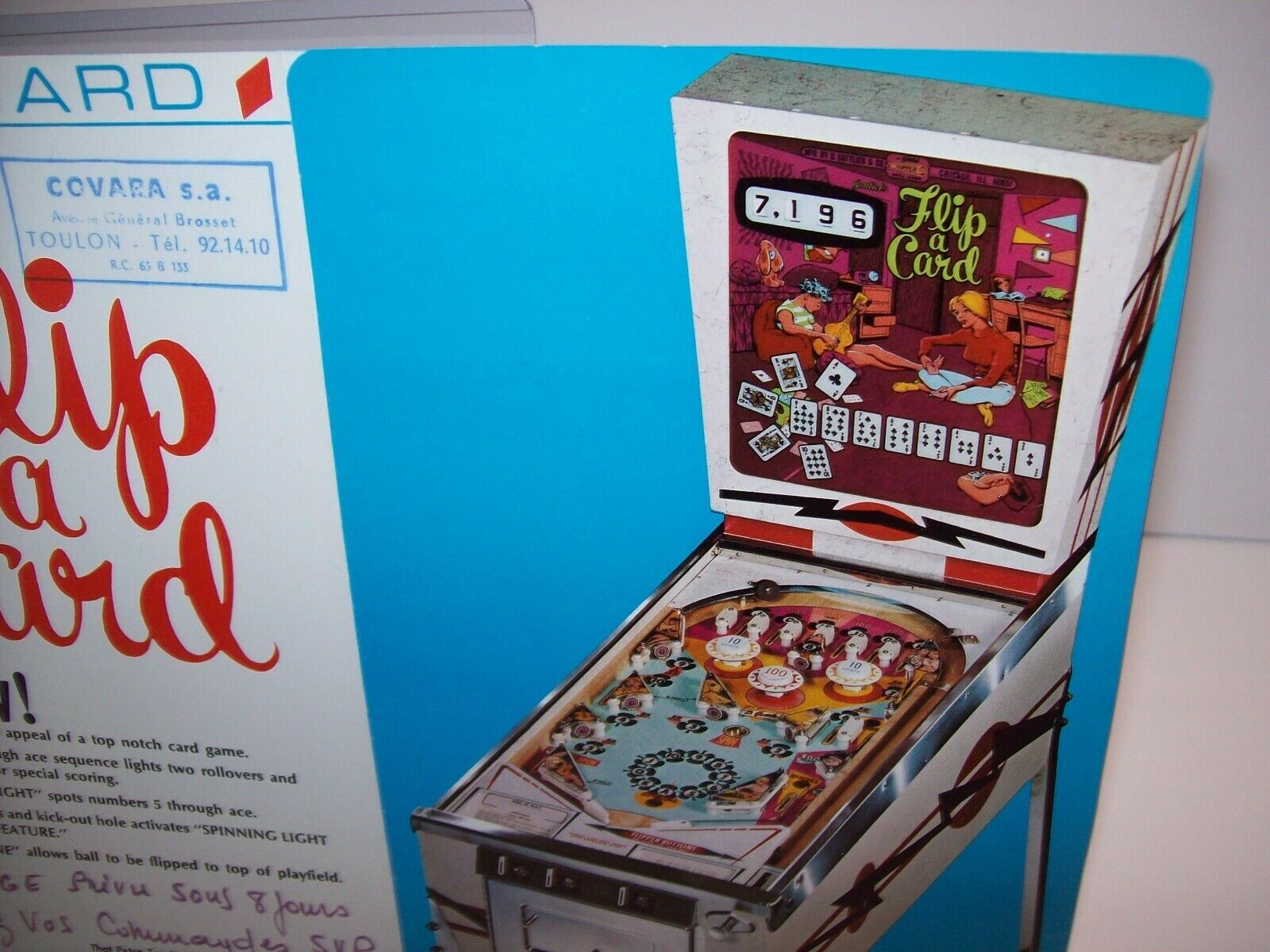 Flip A Card Pinball FLYER Original Vintage 1971 Game Artwork Retro Mod ...