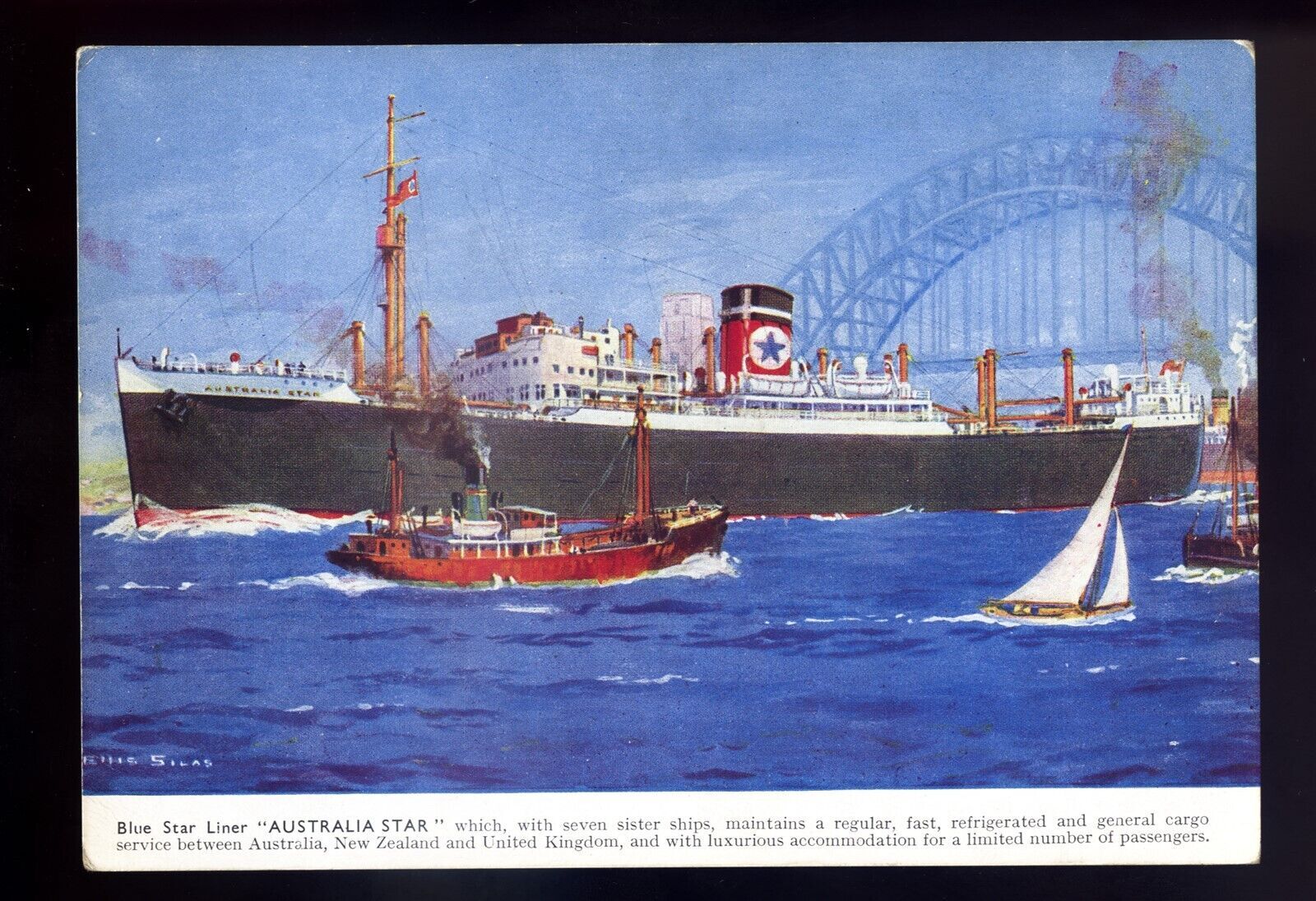 CD0405 - Blue Star Cargo Ship - Australia Star - by Ellis Silas - 6x4 ...