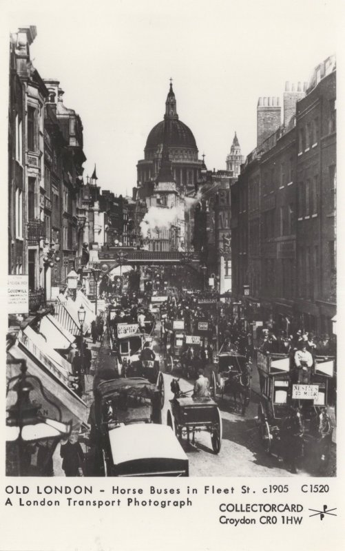 Horse Bus Trams in Fleet Street London in 1905 Postcard | Europe ...