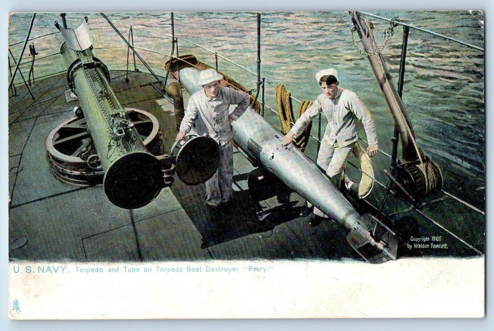 US Navy Postcard Torpedo And Tube On Torpedo Boat Destroyer Perry Tuck ...