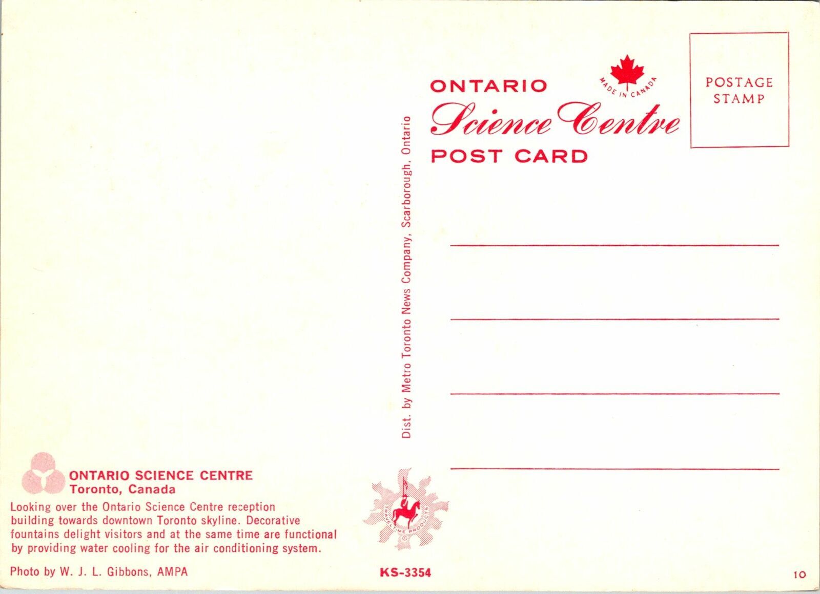 Vintage Postcard View From Ontario Science Centre Toronto Canada 70s ...