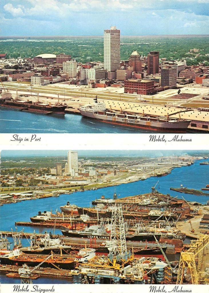 2~4X6 Postcards Mobile, AL Alabama CARGO SHIPS~STATE DOCK & SHIPYARD ...