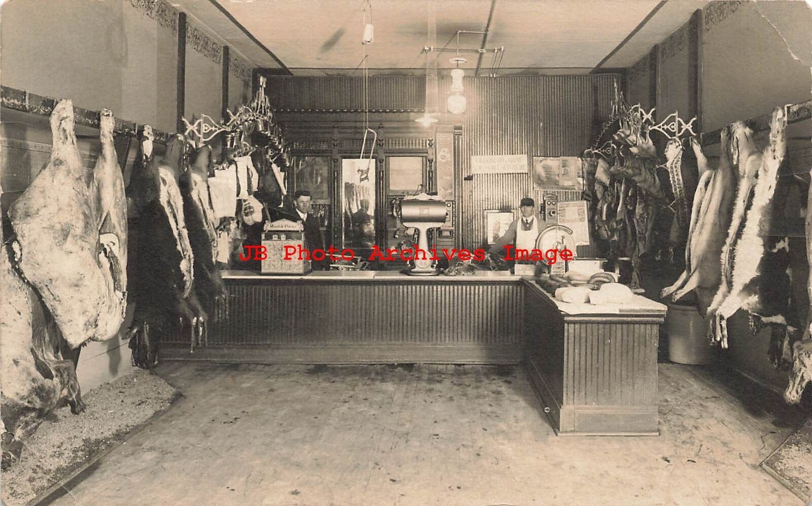 MI, Sturgis, Michigan, RPPC, Reed & Porter's Butcher Shop Interior ...