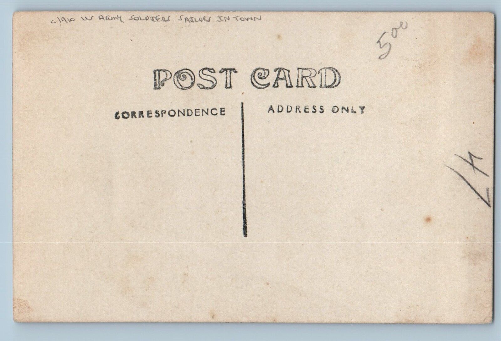 WWI Postcard RPPC Photo US Army Soldiers Sailors In Town Glothing c1910 ...