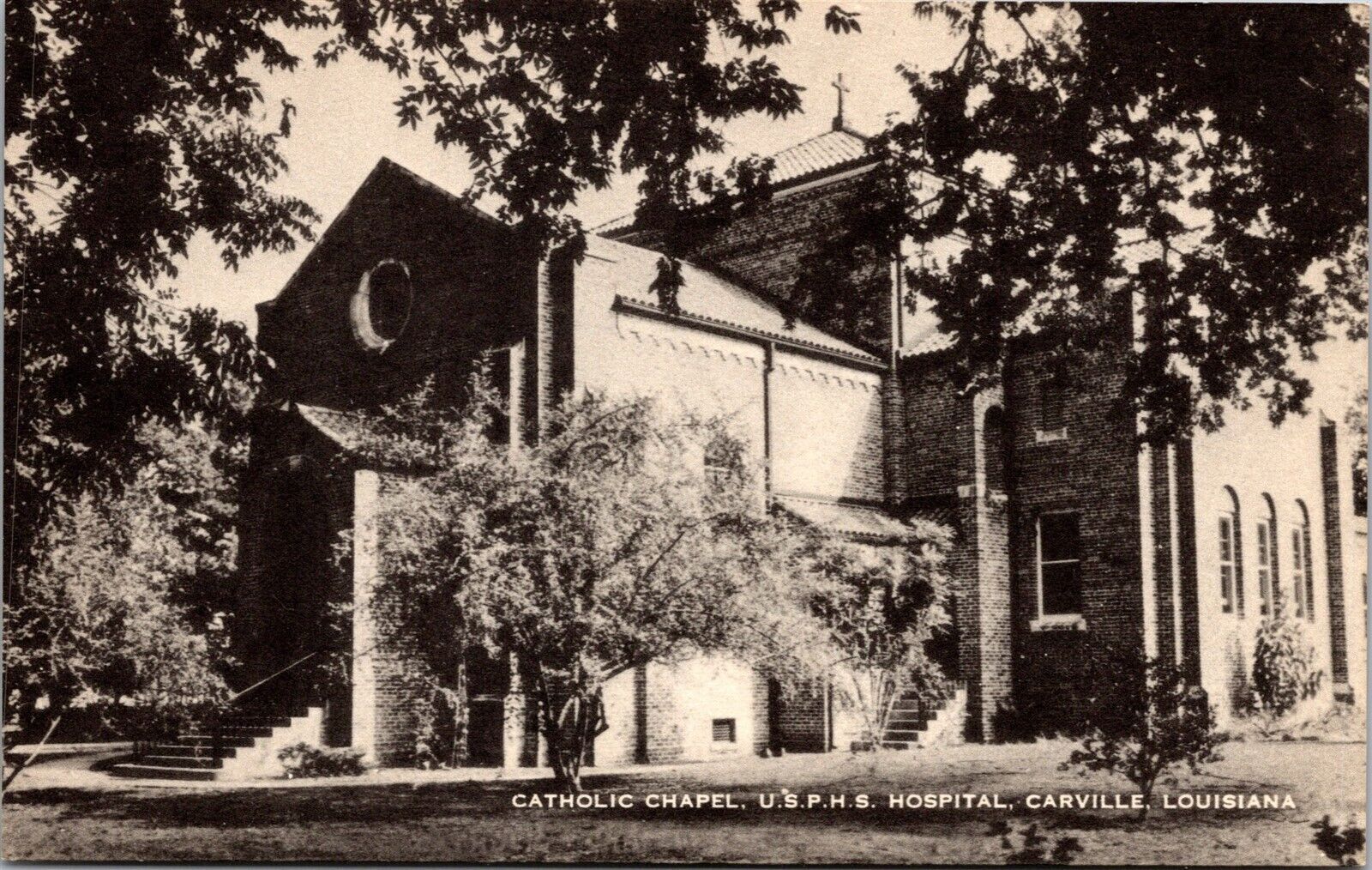 Vtg Carville Louisiana LA Catholic Church USPHS Hospital 1940s Artvue ...