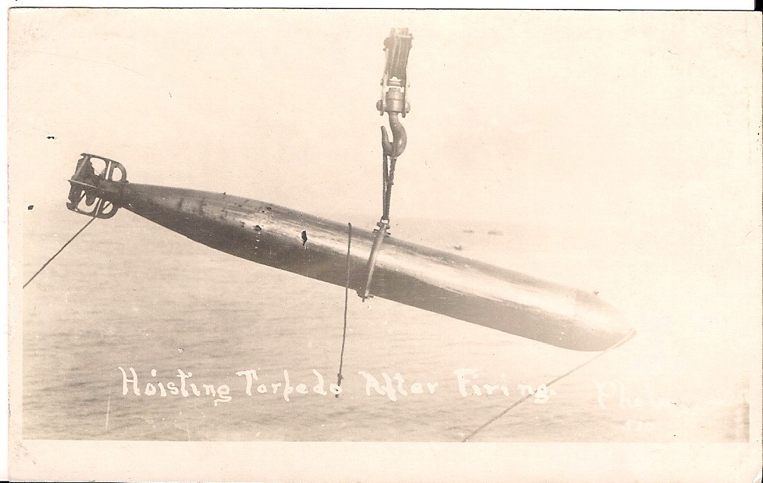 RPPC US Navy, American Torpedo Being Hoisted onto Deck, WWI Era, 1918 ...