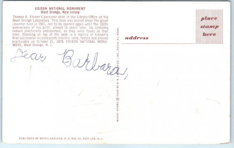 Thomas A. Edison's Personal Desk - Edison National Monument - West ...