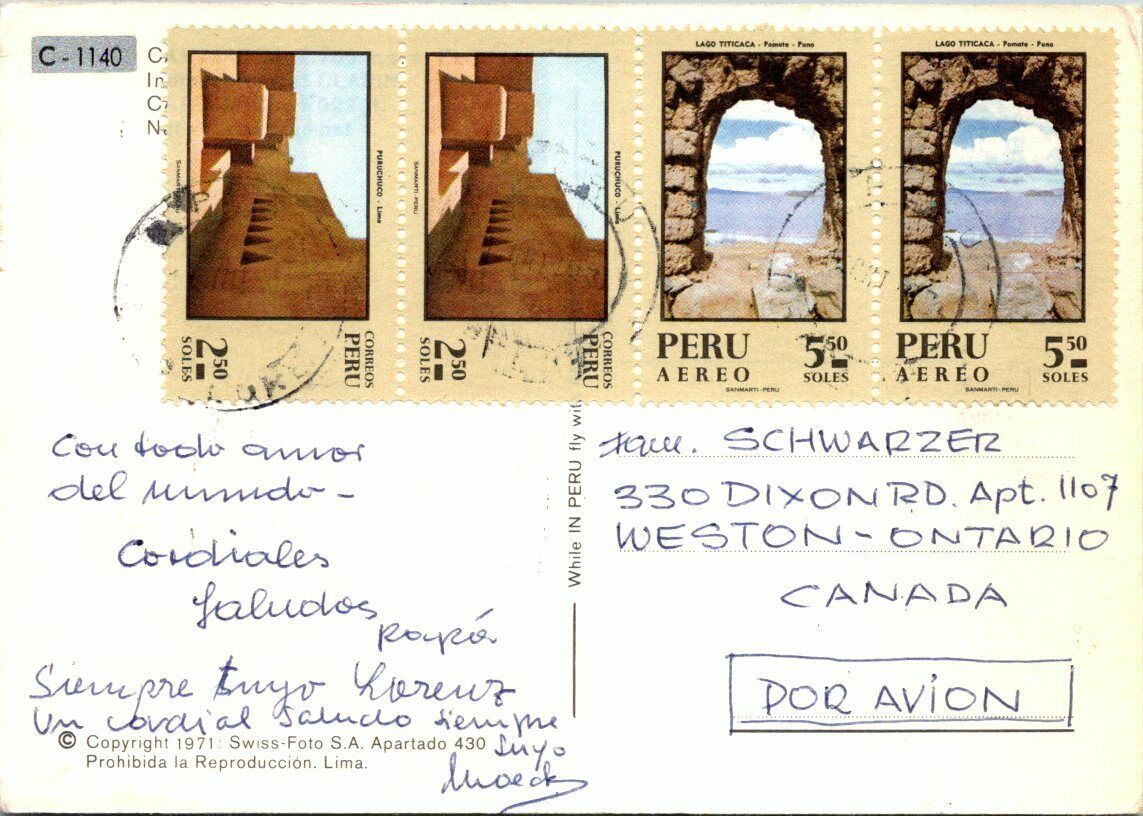 Vintage Continental Size Postcard Native Aborginal Peruvian Indian ...