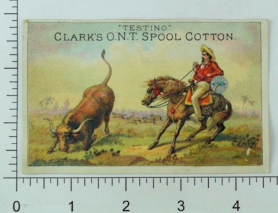 1870's-80's Clark's O.N.T. Spool Cotton Bull Bronco Buster Lasso Horse ...