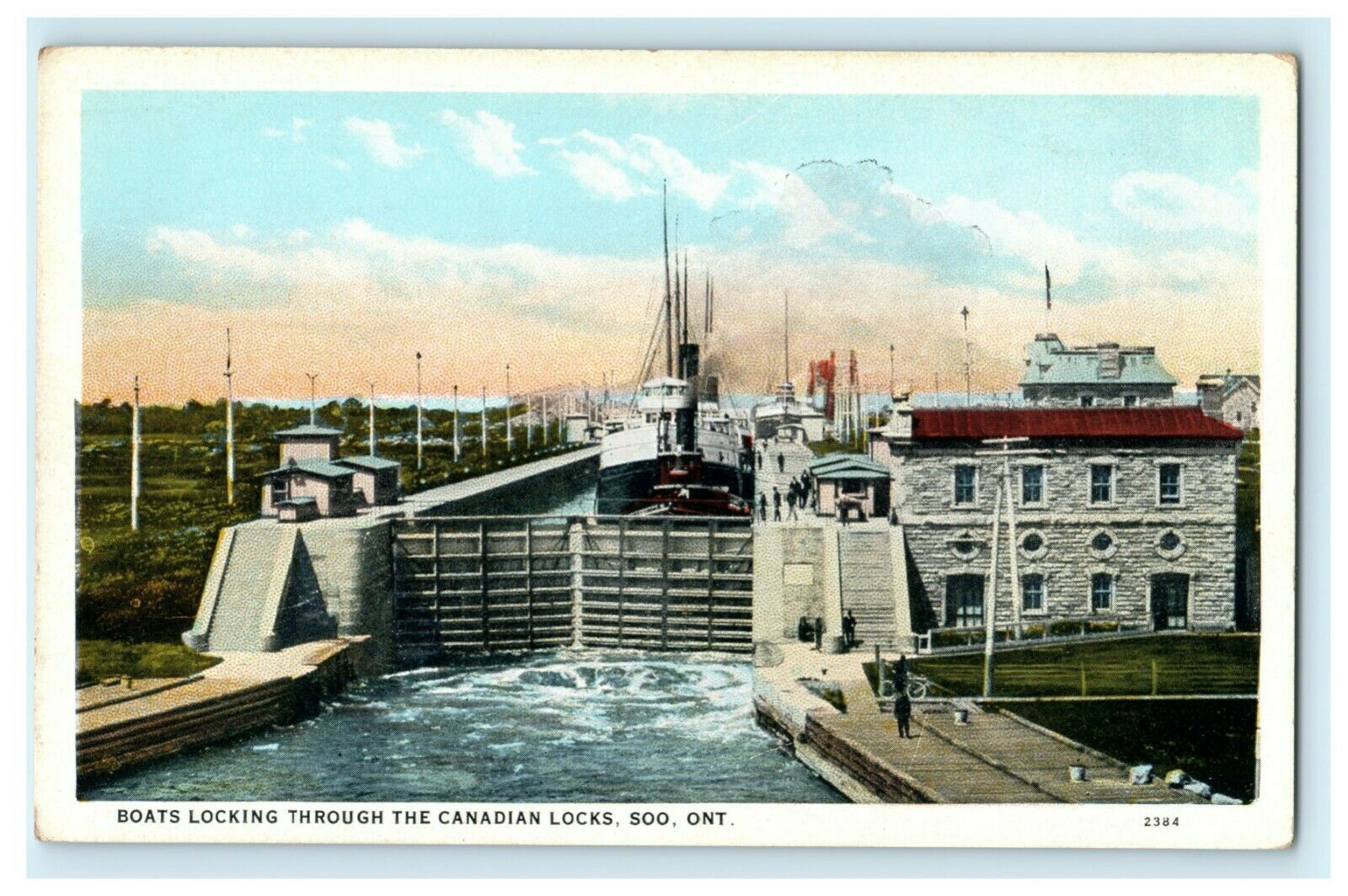 Boat Locking Canadian Locks Soo Ontario Circa 1920 Vintage Antique ...