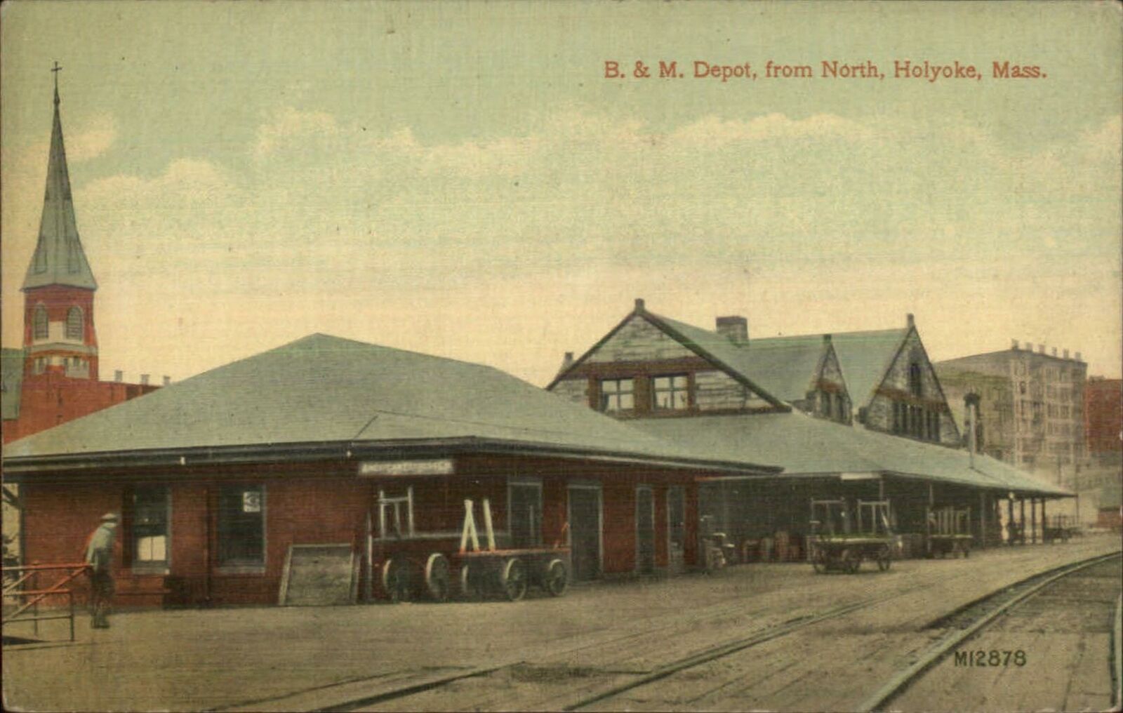 Holyoke MA B&M RR Train Depot Station M12878 c1910 Postcard | United ...