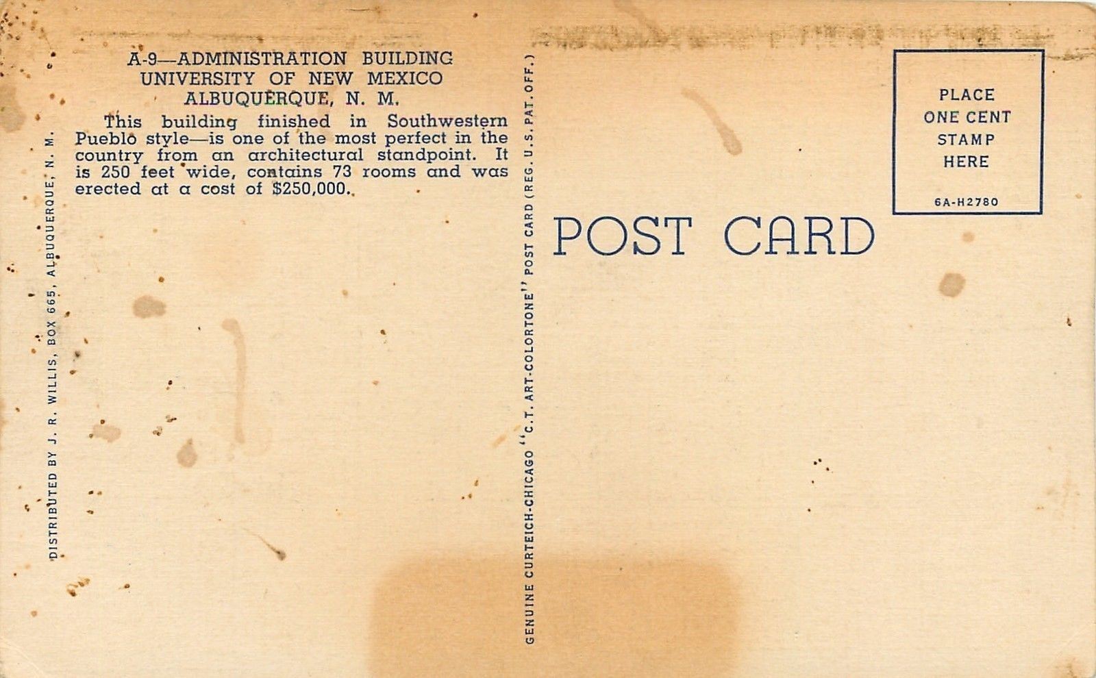 Albuquerque New Mexico~Admin. Building University Of New Mexico~1930s ...