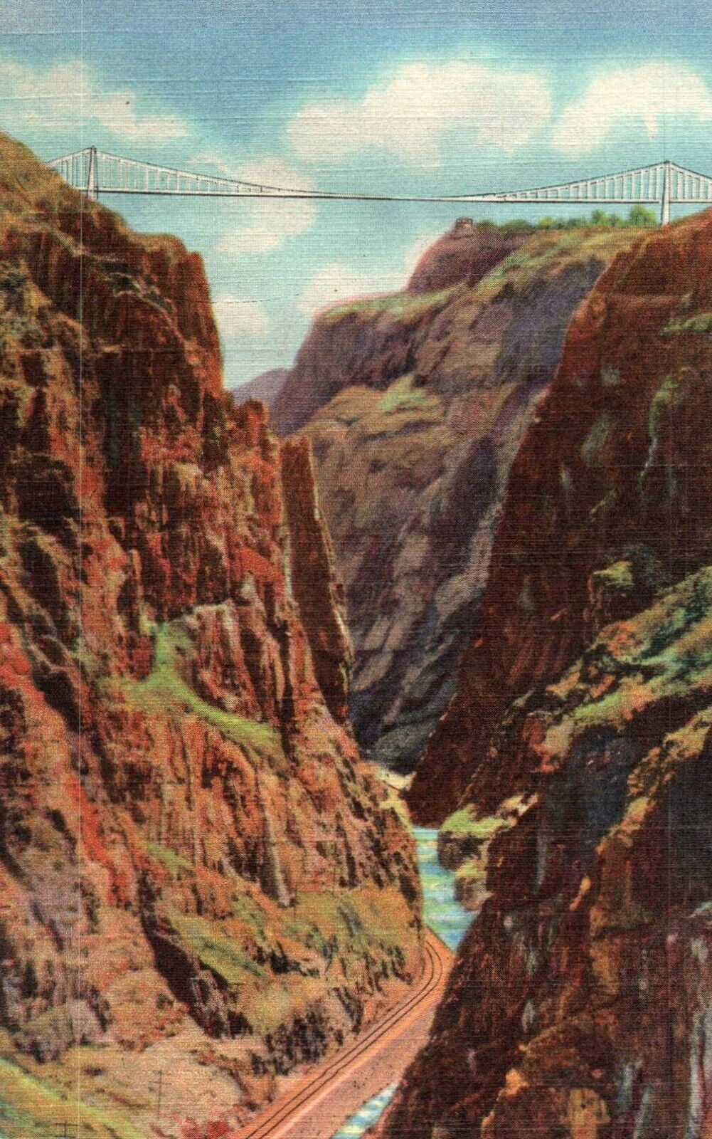 Lovely Royal Gorge World Highest Suspension Bridge c.1940s Linen ...